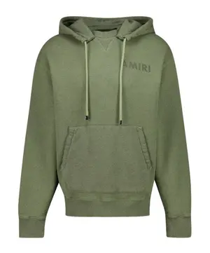 Amiri Logo Detail Frayed Hem Hoodie - Green
