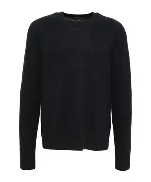 JAMES PERSE Lightweight Textured Cashmere Crewneck Sweater - Black