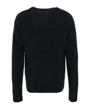JAMES PERSE Lightweight Textured Cashmere Crewneck Sweater - Black