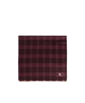 Etro Wool And Cashmere Scarf With Check Motif - Red