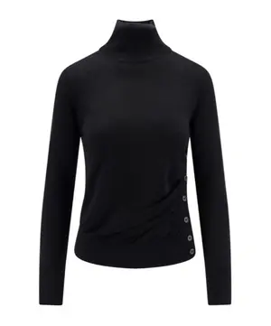 Pinko High-neck Knitted Jumper With Decorative Side Buttons