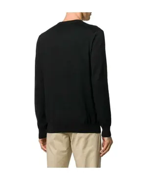 Polo Ralph Lauren Knitted V-neck Jumper With Signature Embroidery - Black