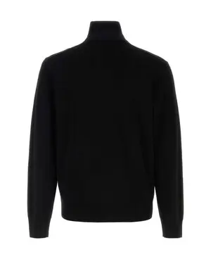 Burberry Half-zip Jumper With Check Trim - Black