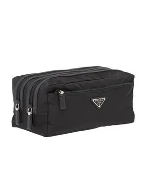 Prada Re-nylon And Saffiano Leather Travel Pouch - Black