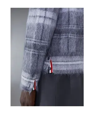 Thom Browne Textured Tartan V-neck Cardigan