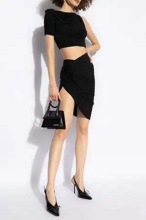 Jacquemus Draped Mini Skirt With Pendant Detail - Black