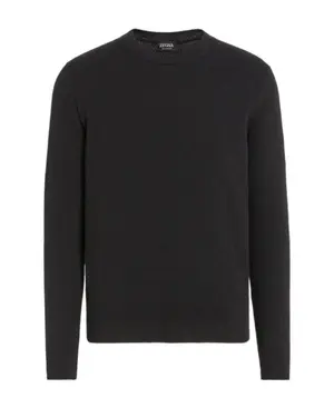 Zegna Crew Neck Long Sleeve Sweater - Black
