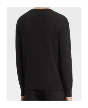 Zegna Crew Neck Long Sleeve Sweater - Black