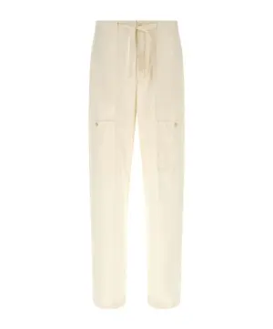 JIL SANDER Drawstring Poplin Cargo Trousers - White