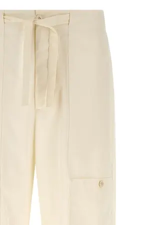 JIL SANDER Drawstring Poplin Cargo Trousers - White