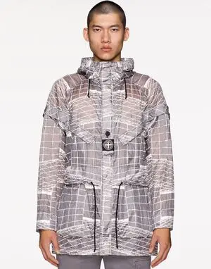Stone Island Reflective Grid Drawstring Hooded Jacket