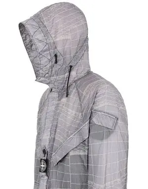 Stone Island Reflective Grid Drawstring Hooded Jacket