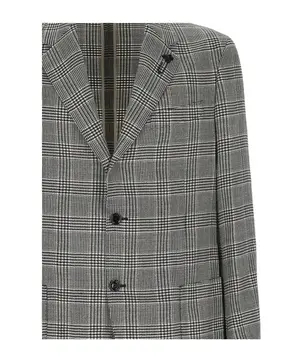 LARDINI Checked Single-breasted Blazer - Black