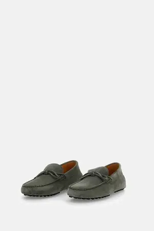 TOD'S Suede Slip-on Loafers With Tie Detailing - Black