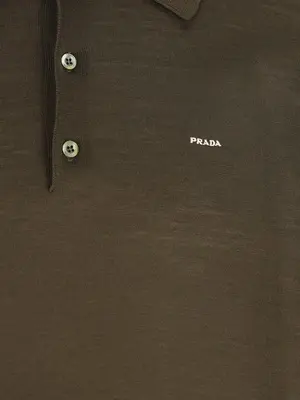 Prada Long-sleeved Knitted Polo Shirt