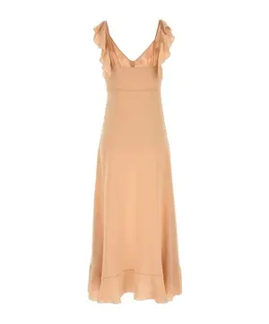Chloé V-neck Ruffled Maxi Dress - Sandy Brown
