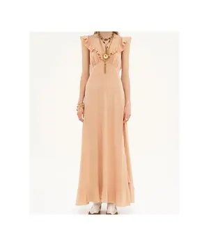Chloé V-neck Ruffled Maxi Dress - Sandy Brown