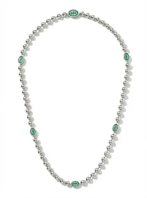 Gucci Interlocking G Enamel Necklace - Gray