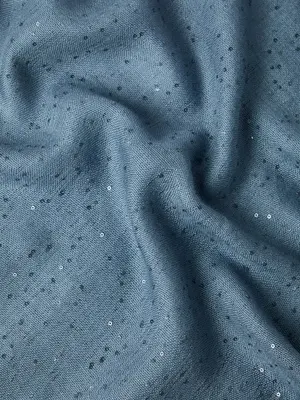 Brunello Cucinelli Sequin Embellished Frayed Edge Scarf - Blue