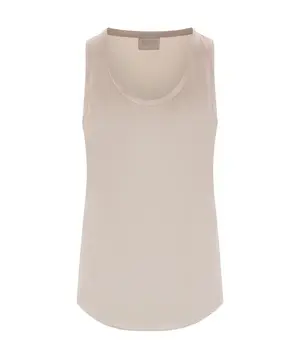 Brunello Cucinelli Sleeveless Scoop Neck Top - Beige