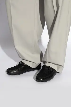 FERRAGAMO Loafers With Logo Detail - Black