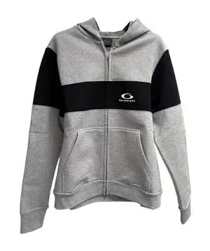 Balenciaga Logo Embroidered Zipped Hoodie - Gray