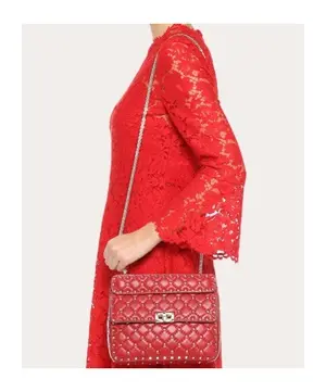 Valentino Garavani Medium Nappa Rockstud Spike Bag - Red