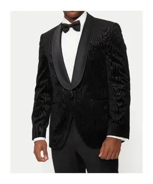 Hugo Boss Textured Shawl Lapel Blazer - Black