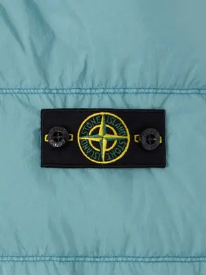 Stone Island Quilted Logo-patch Hooded Jacket - Blue