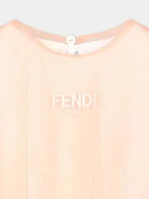 Fendi Cotton Muslin Dress With Ruffle Hem