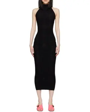 Balmain Sleeveless Textured-knit Midi Dress