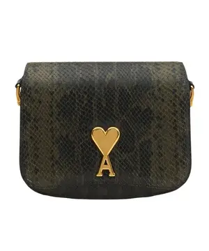Ami Shoulder Bag With De Coeur Buckle - Black Olive