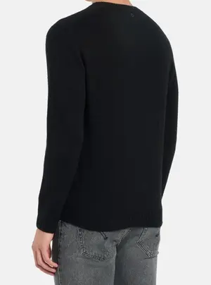 DONDUP Crew Neck Pullover With Appliqu - Black