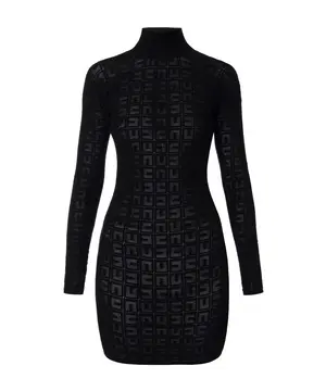 Elisabetta Franchi Logo Monogrammed Mesh Stitched Mini Dress