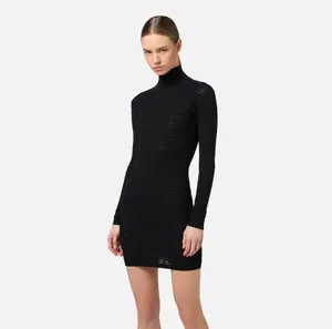 Elisabetta Franchi Logo Monogrammed Mesh Stitched Mini Dress