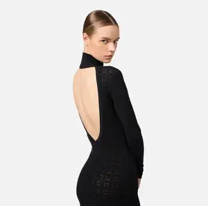 Elisabetta Franchi Logo Monogrammed Mesh Stitched Mini Dress