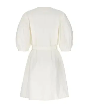 Chloé Belted Midi Dress With Lantern Sleeves
