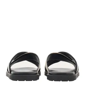 FERRAGAMO Cross-strap Slippers With Logo Detailing - Beige/black
