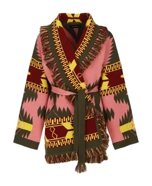 Alanui Intarsia-knit Belted Cardigan