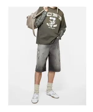 Acne Studios Wide Leg Denim Bermuda Shorts