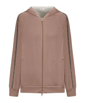 Brunello Cucinelli Embellished Zipped Hoodie - Brown