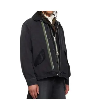 Sacai Panelled Zip Denim Jacket - Black