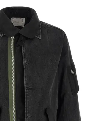 Sacai Panelled Zip Denim Jacket - No