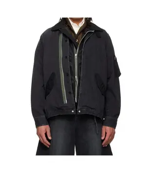 Sacai Panelled Zip Denim Jacket - No