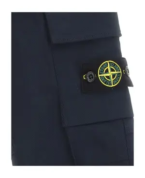 Stone Island Cargo Trousers With Compass Badge - Blue