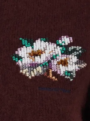 SHUSHU/TONG Crewneck Cardigan With Beaded Embroidery
