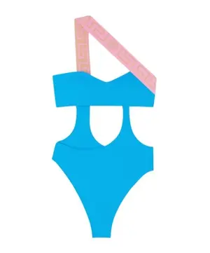 Versace Greca Detailed Cut-out Swimsuit - Blue