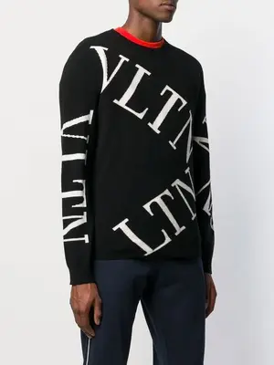 Valentino Garavani Logo Printed Crew Neck Sweater