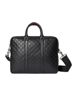 Gucci Gg Emblem Large Briefcase - Black