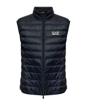 EA7 Quilted Padded Gilet With Logo Print - Blue
